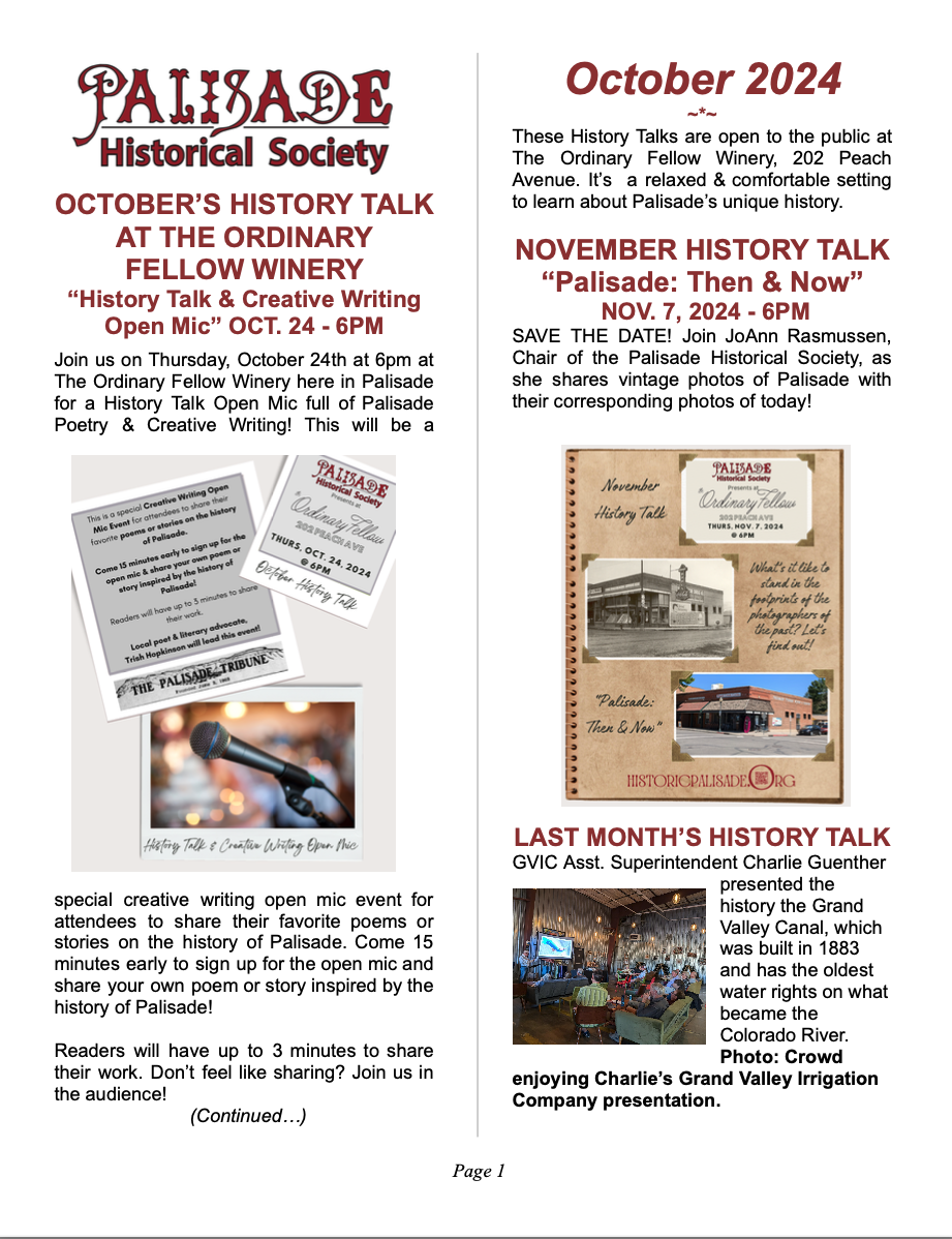 Newsletters | Palisade Historical Society