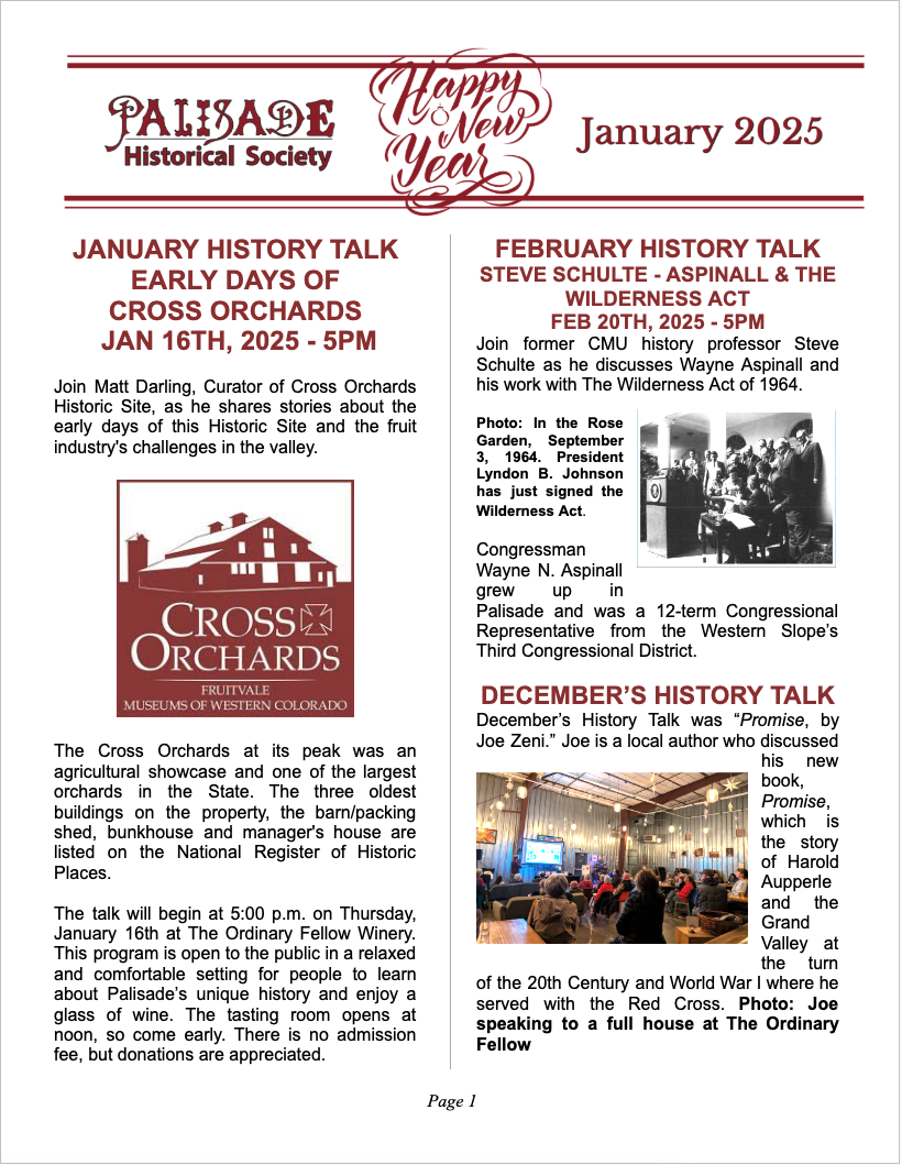 Newsletters | Palisade Historical Society